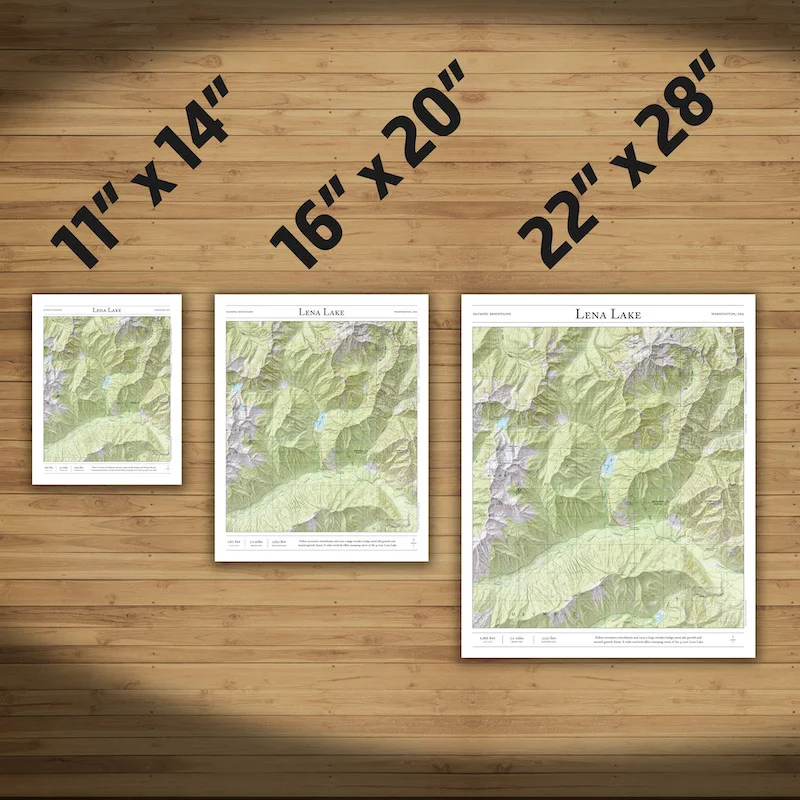 Lena Lake – Trail map posters – Paper Cairns