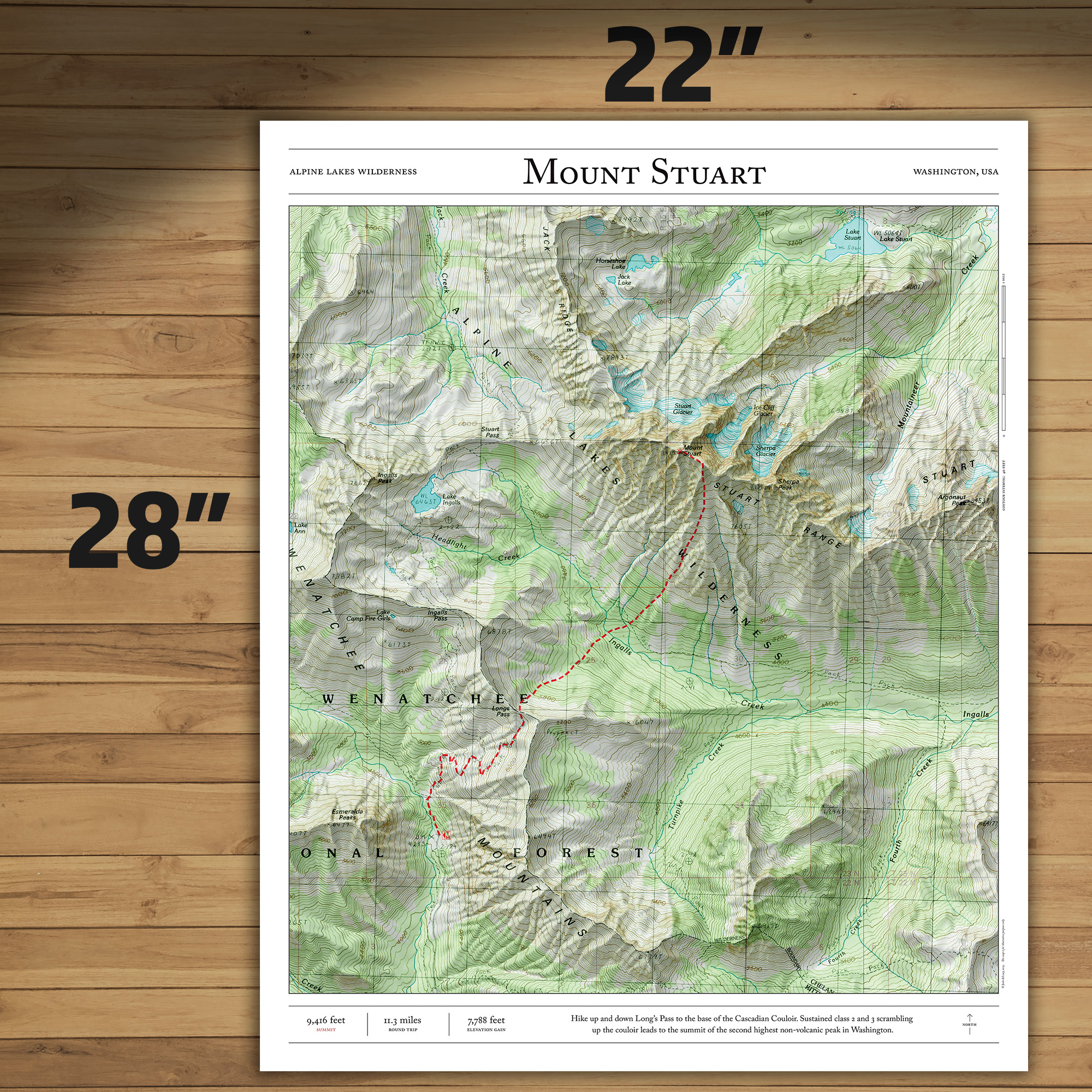 Mt. Stuart: Cascadian Couloir – Trail map prints – Paper Cairns
