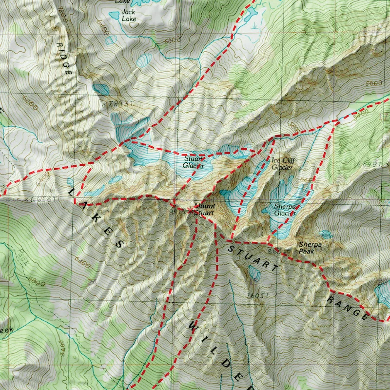 Mt. Stuart: Mountaineer’s Map – Trail map prints – Paper Cairns