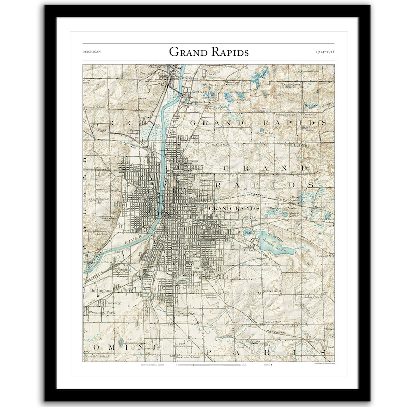 Grand Rapids, MI – Trail map prints – Paper Cairns
