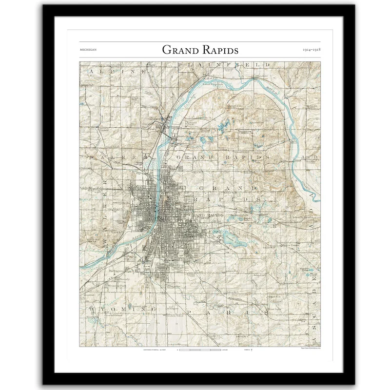 Grand Rapids, MI – Trail map prints – Paper Cairns