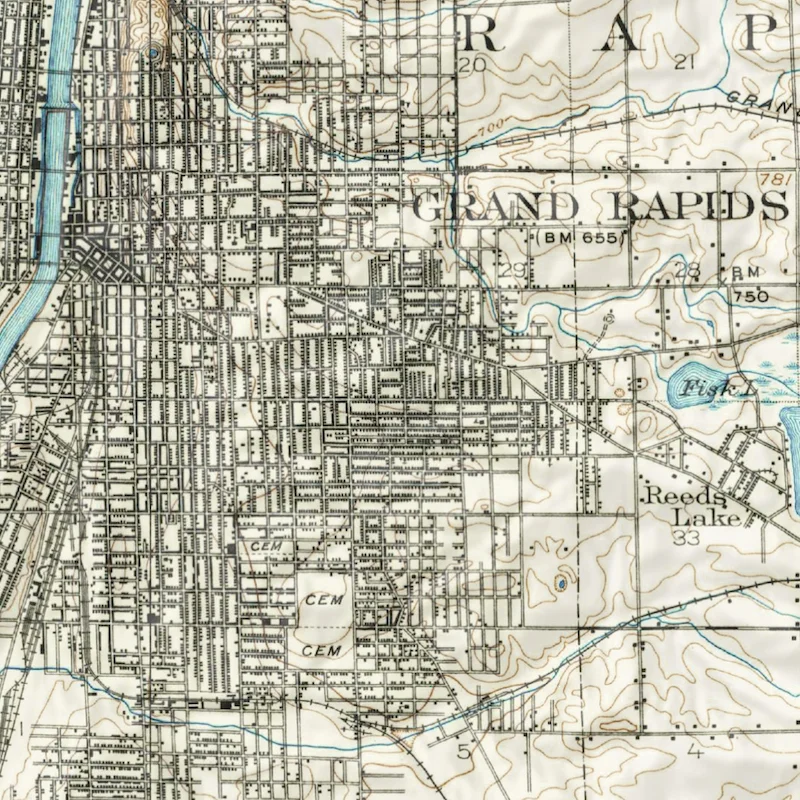 Grand Rapids, MI – Trail map prints – Paper Cairns