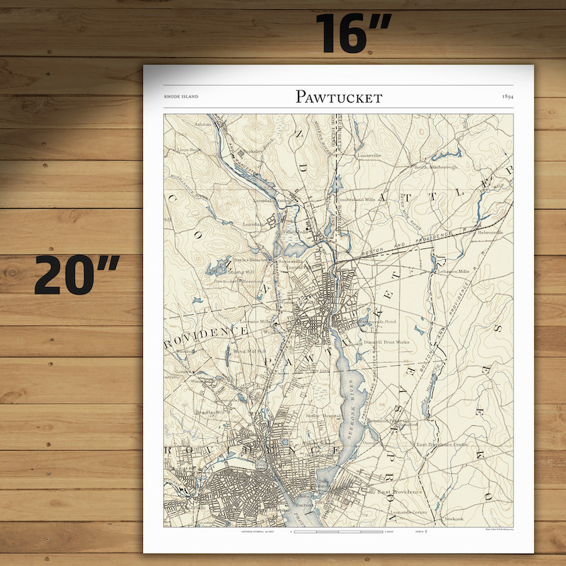 Pawtucket, RI – Trail map prints – Paper Cairns