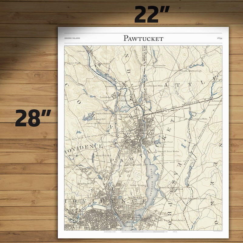 Pawtucket, RI – Trail map prints – Paper Cairns