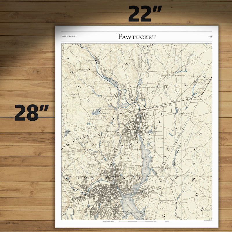Pawtucket, RI – Trail map prints – Paper Cairns