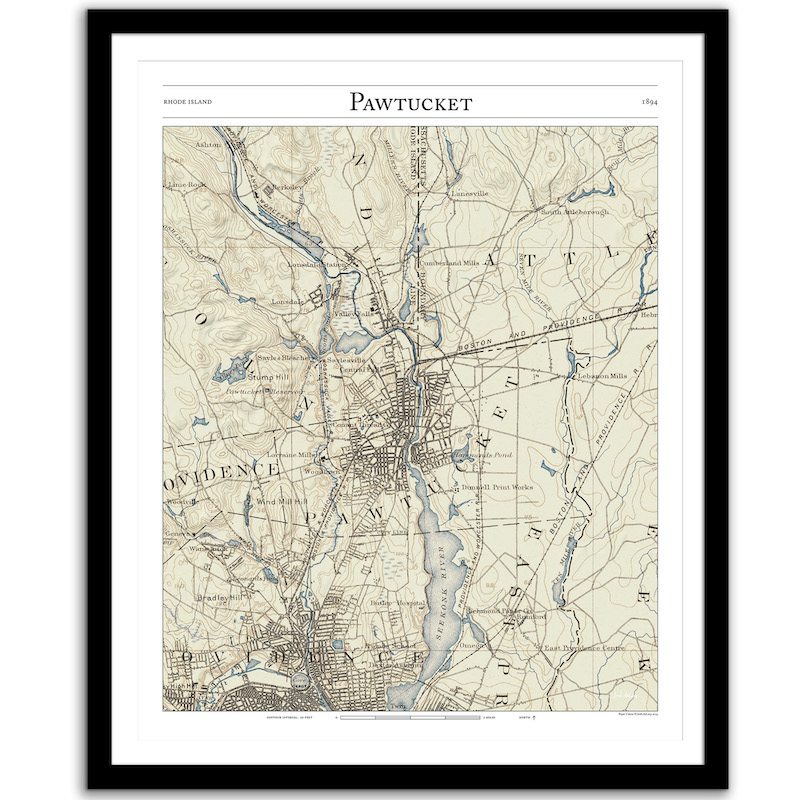 Pawtucket, RI – Trail map prints – Paper Cairns