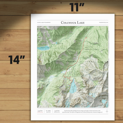 Colchuck Lake – Trail map prints – Paper Cairns