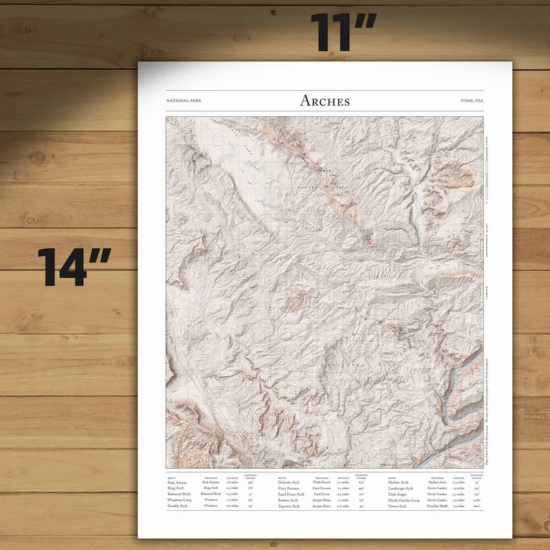 Arches – Framed map – Paper Cairns