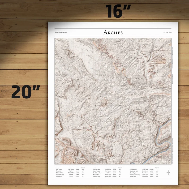 Arches – Framed map – Paper Cairns