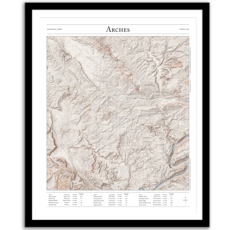 Arches – Framed map – Paper Cairns