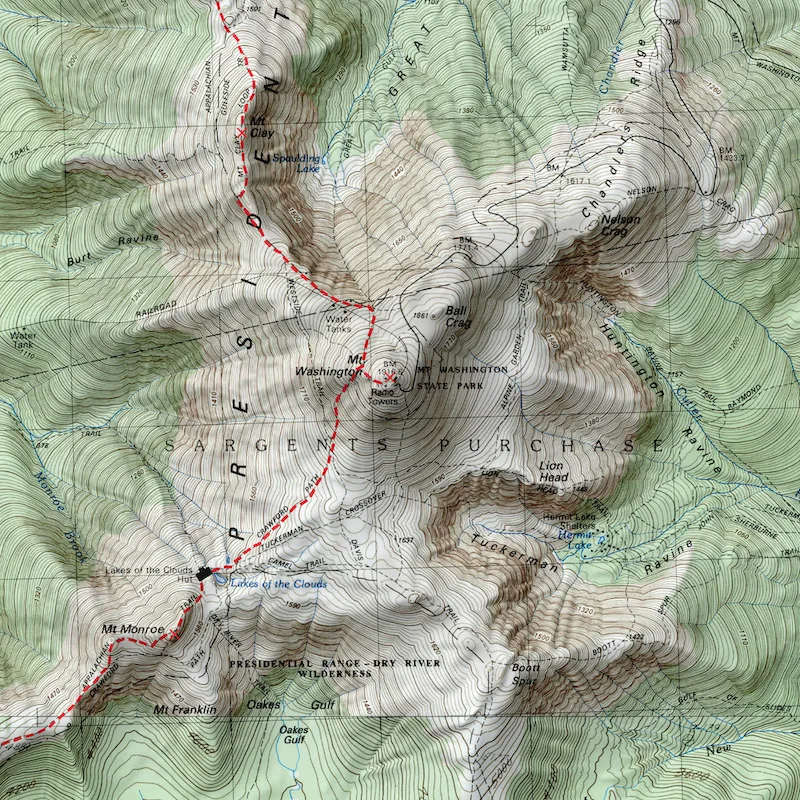 Presidential Traverse – Trail map prints – Paper Cairns