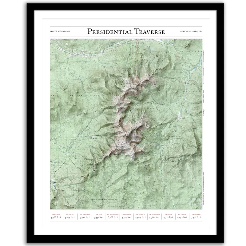 Presidential Traverse – Trail map prints – Paper Cairns